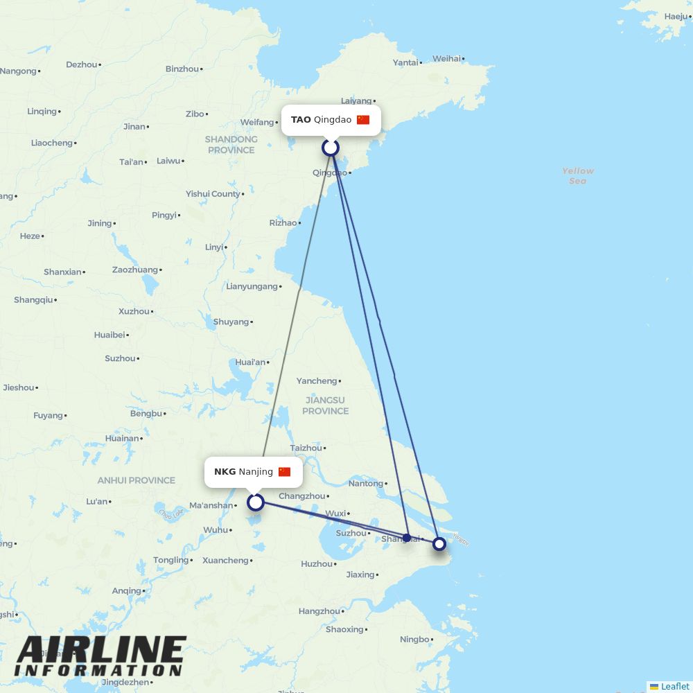 Airlines with flights from Qingdao to Nanjing (TAO to NKG) | Airline Information