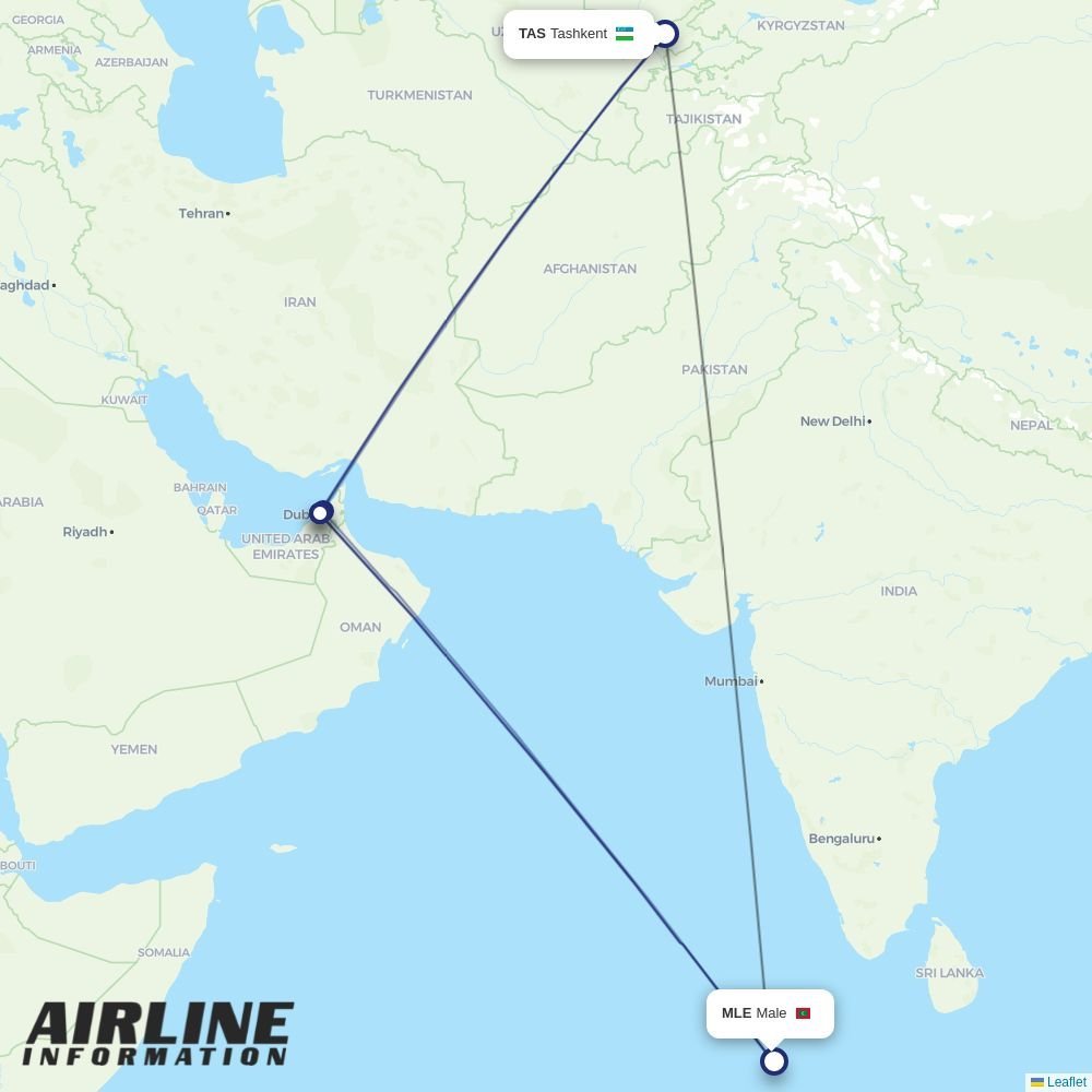 Airlines with flights from Tashkent to Male (TAS to MLE) | Airline ...