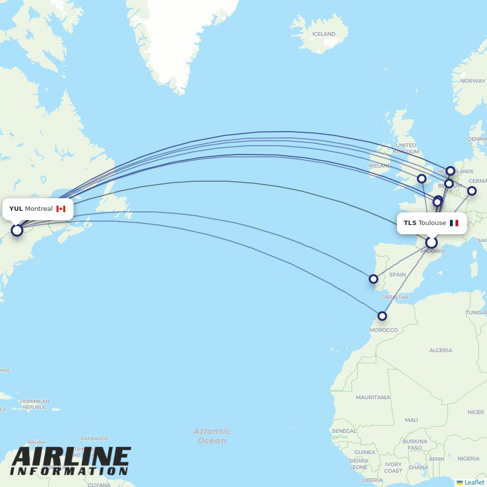 Airlines with flights from Toulouse to Montreal (TLS to YUL) | Airline ...