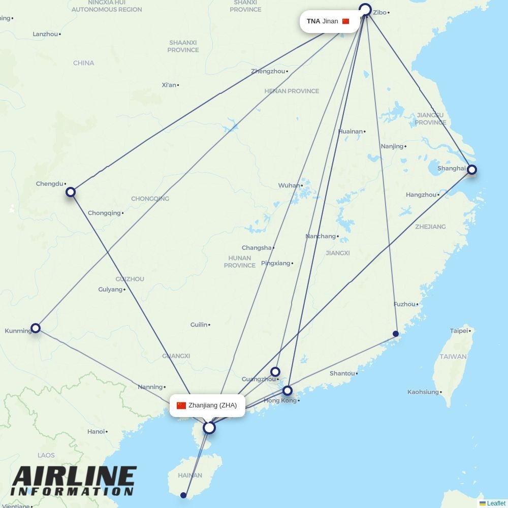 Airlines with flights from Jinan to Zhanjiang (TNA to ZHA) | Airline ...