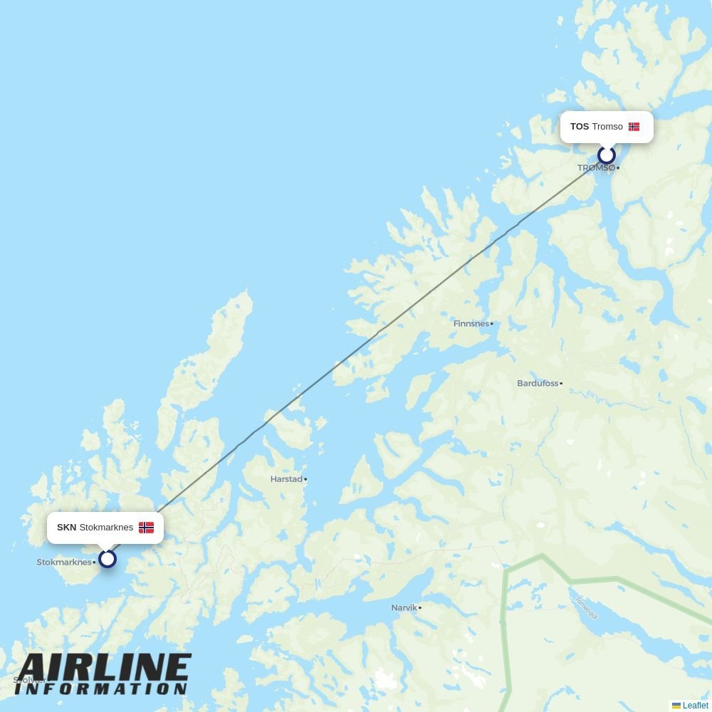 Airlines with flights from Tromso to Stokmarknes (TOS to SKN) | Airline ...