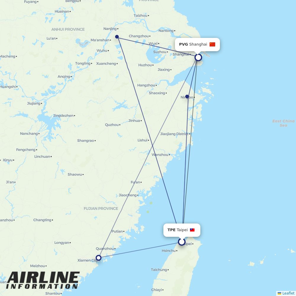 Airlines with flights from Taipei to Shanghai (TPE to PVG) | Airline ...