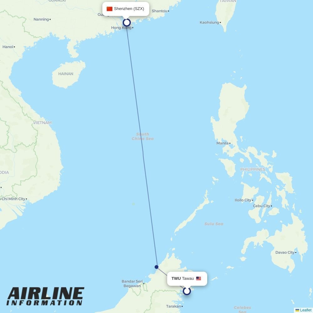 Airlines with flights from Tawau to Shenzhen (TWU to SZX) | Airline ...