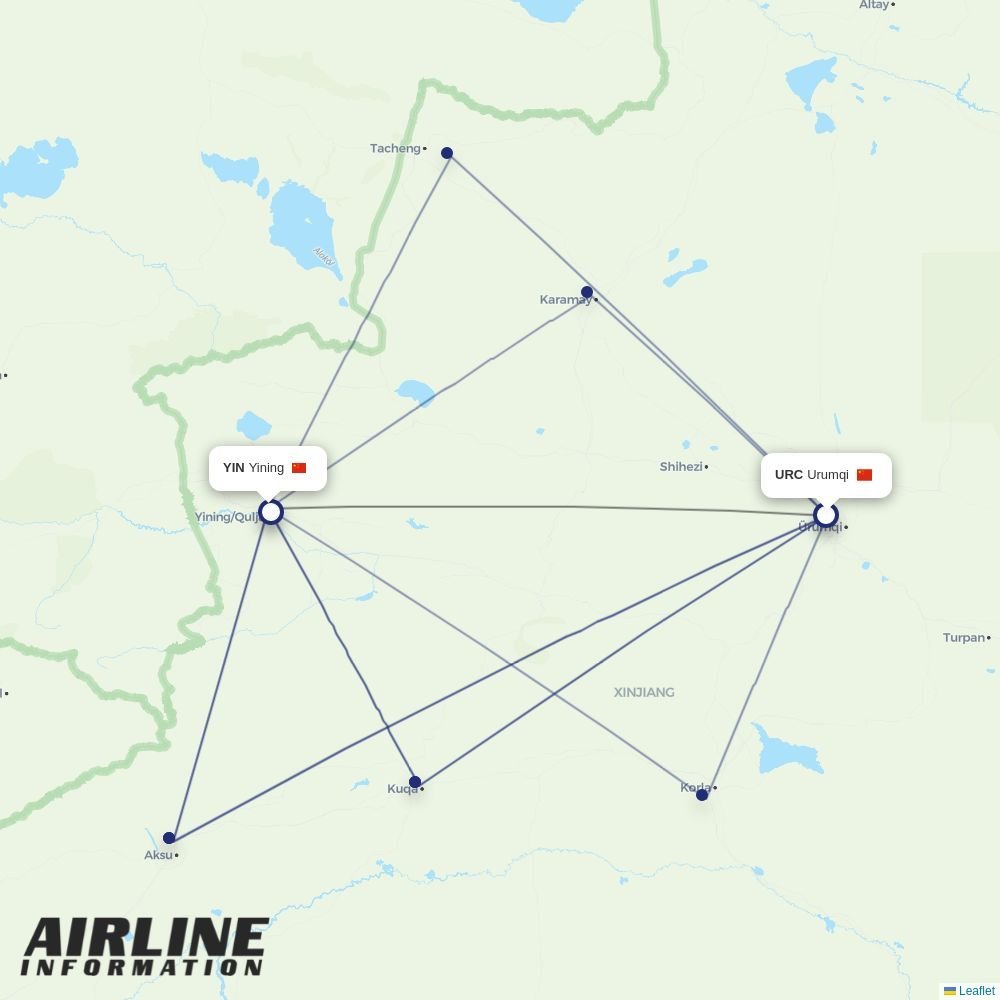 Airlines with flights from Urumqi to Yining (URC to YIN) | Airline ...