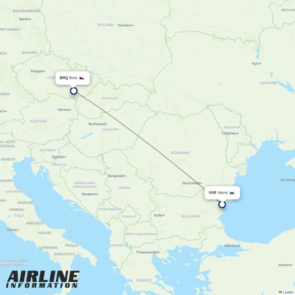 Airlines with flights from Varna to Brno (VAR to BRQ) | Airline Information