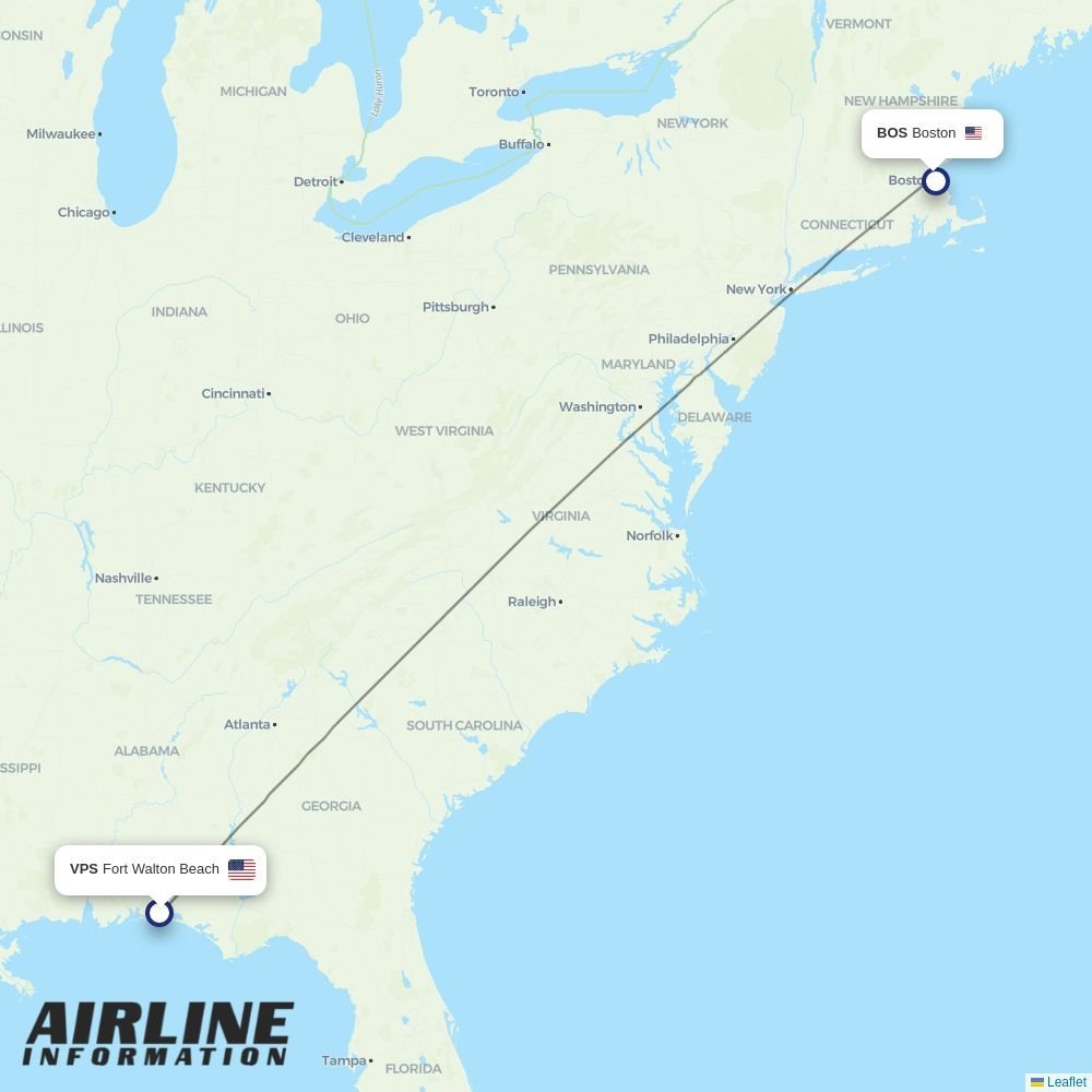 Airlines with flights from Fort Walton Beach to Boston (VPS to BOS ...