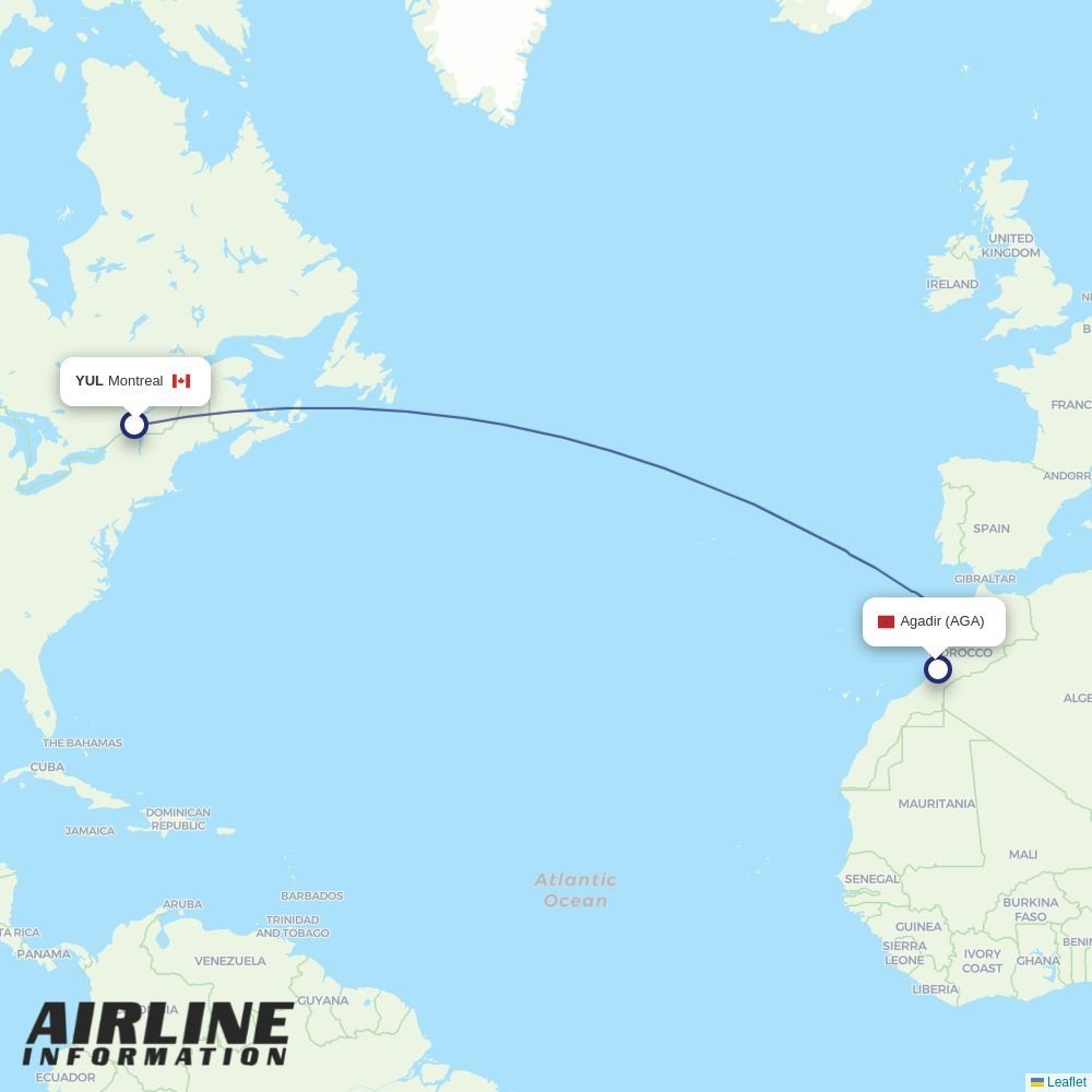 Airlines with flights from Montreal to Agadir (YUL to AGA) | Airline ...
