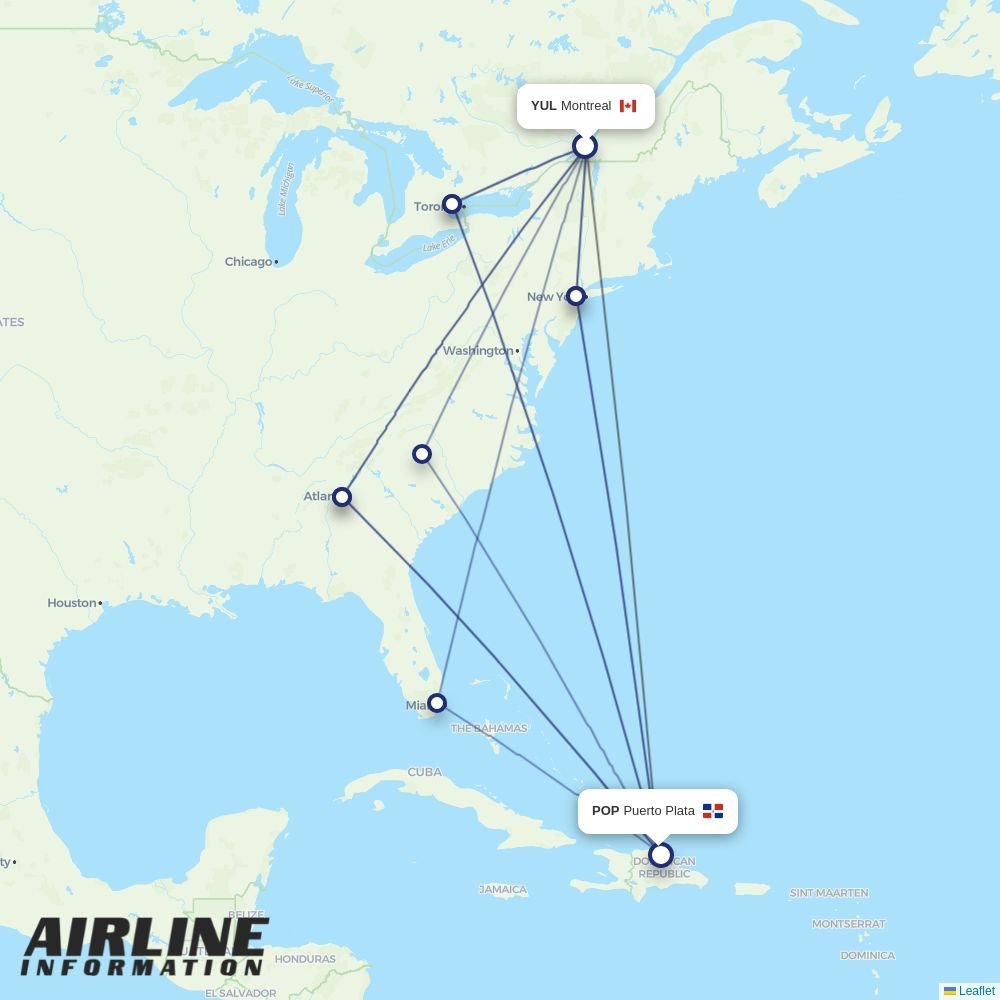 Airlines with flights from Montreal to Puerto Plata (YUL to POP ...