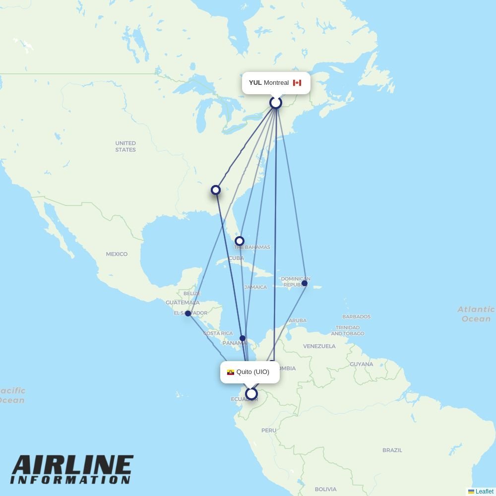Airlines with flights from Montreal to Quito (YUL to UIO) | Airline ...