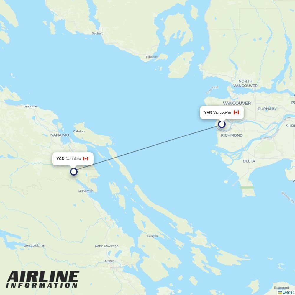 Airlines with flights from Vancouver to Nanaimo (YVR to YCD) | Airline ...