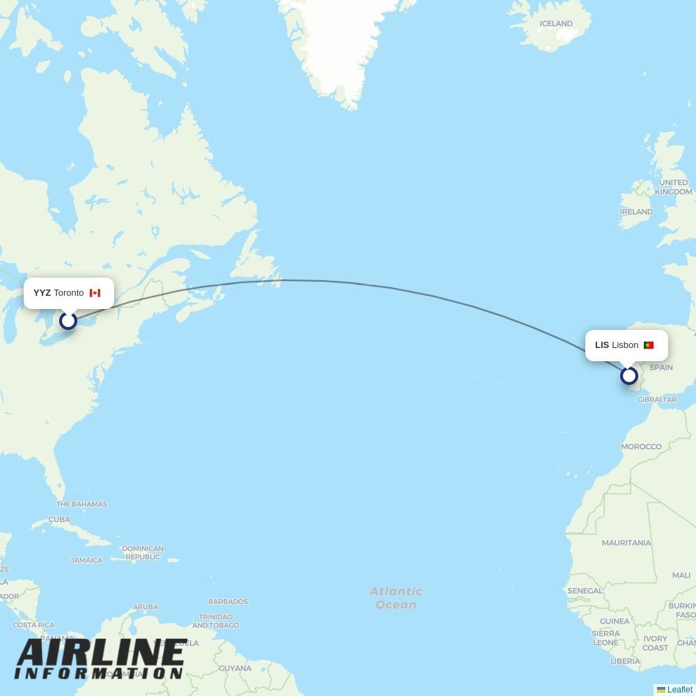 Airlines with flights from Toronto to Lisbon (YYZ to LIS) | Airline ...