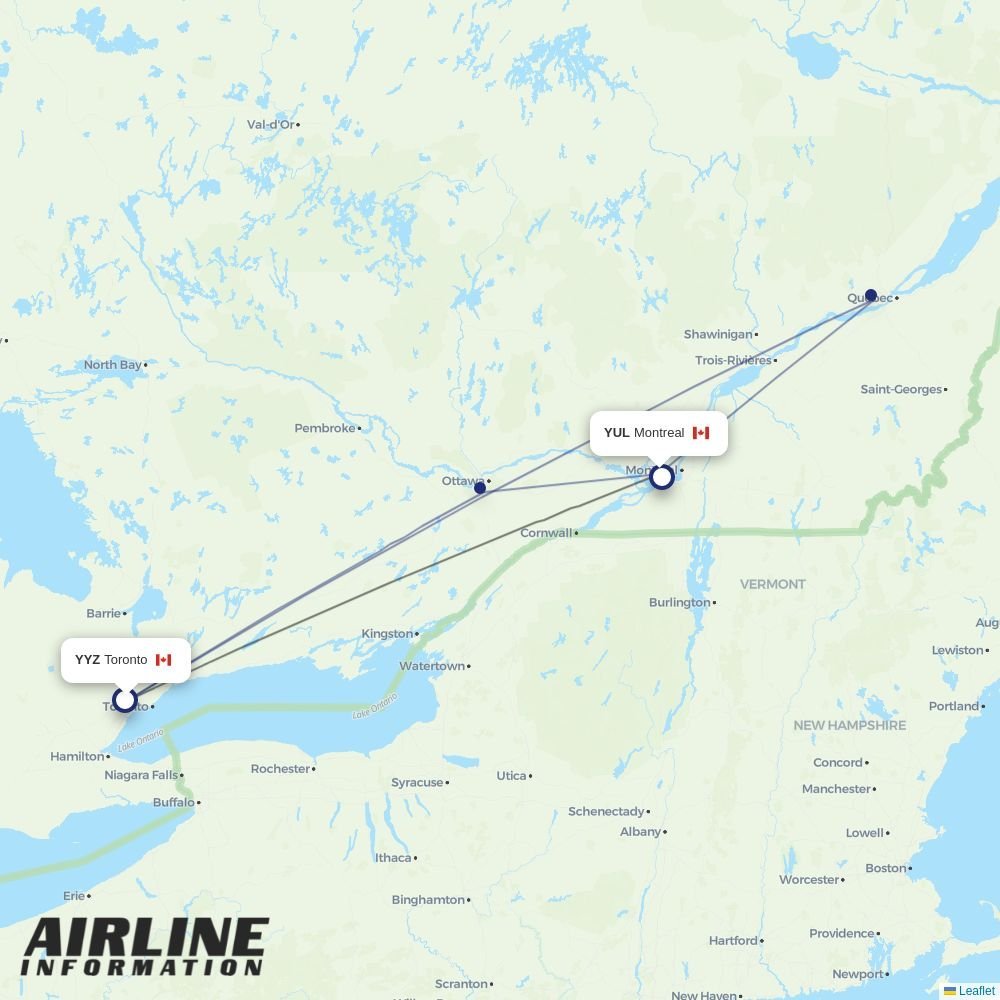 Airlines with flights from Toronto to Montreal (YYZ to YUL) | Airline ...