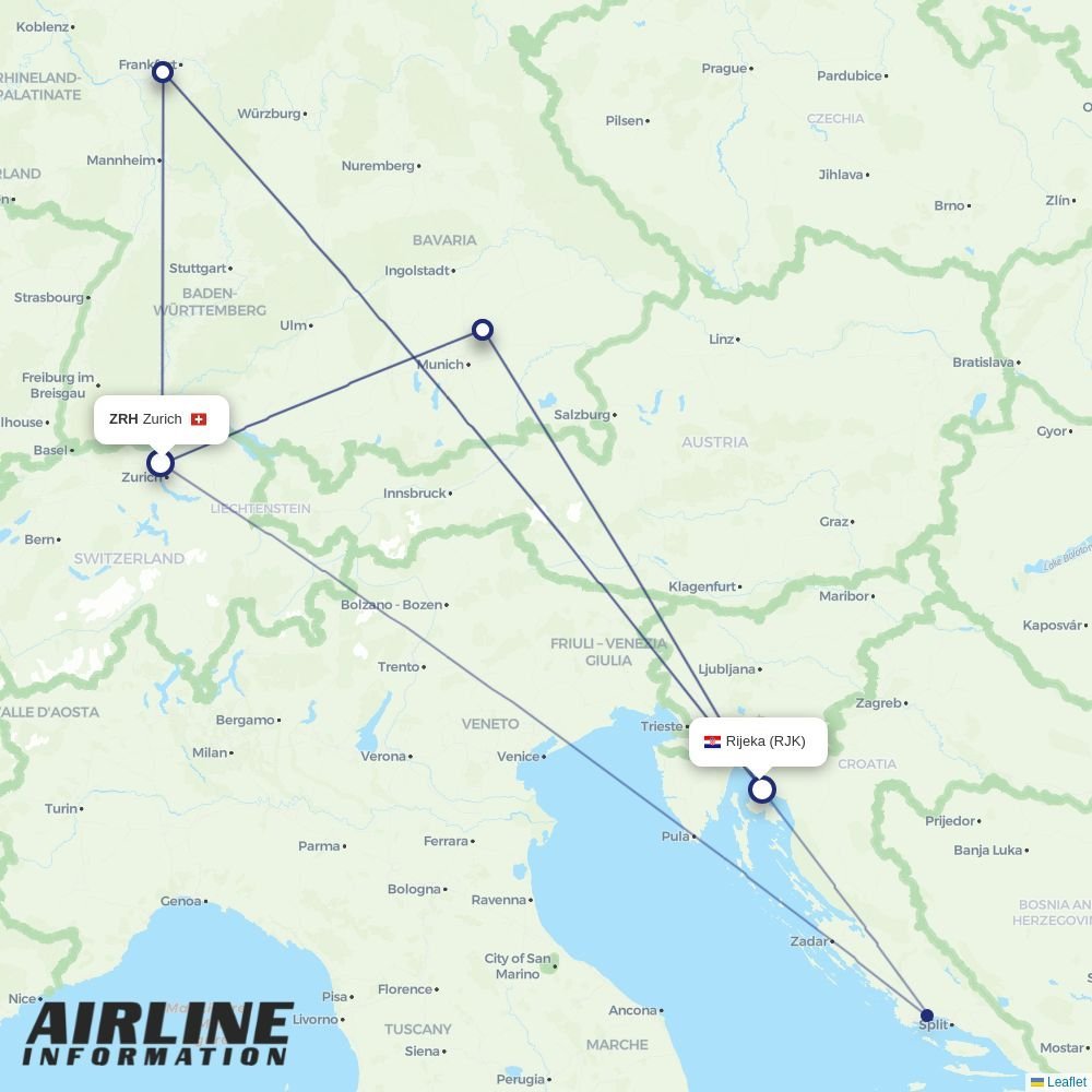 Airlines with flights from Zurich to Rijeka (ZRH to RJK) | Airline ...